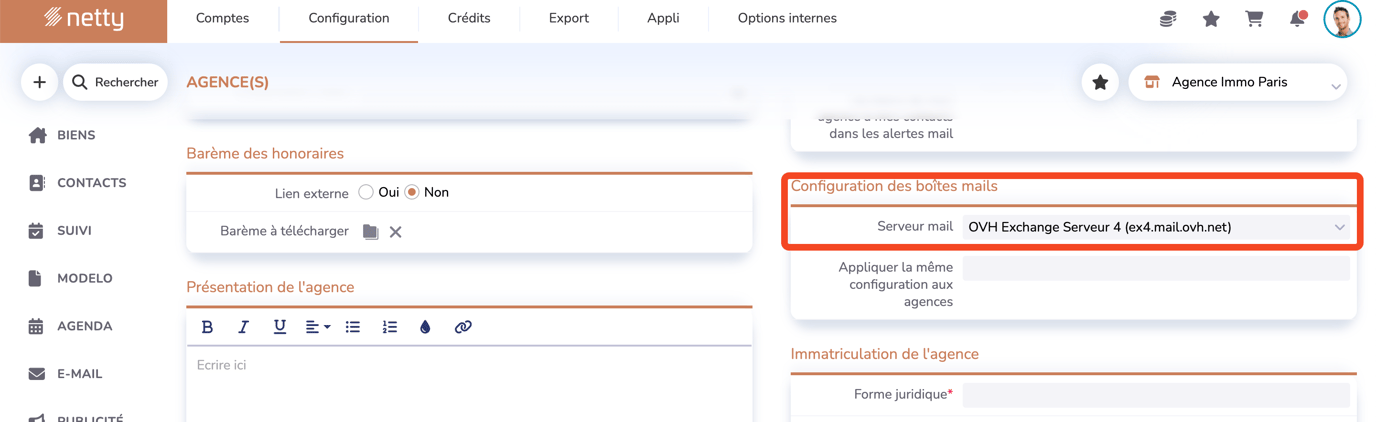 Trouver ma configuration OVH Exchange