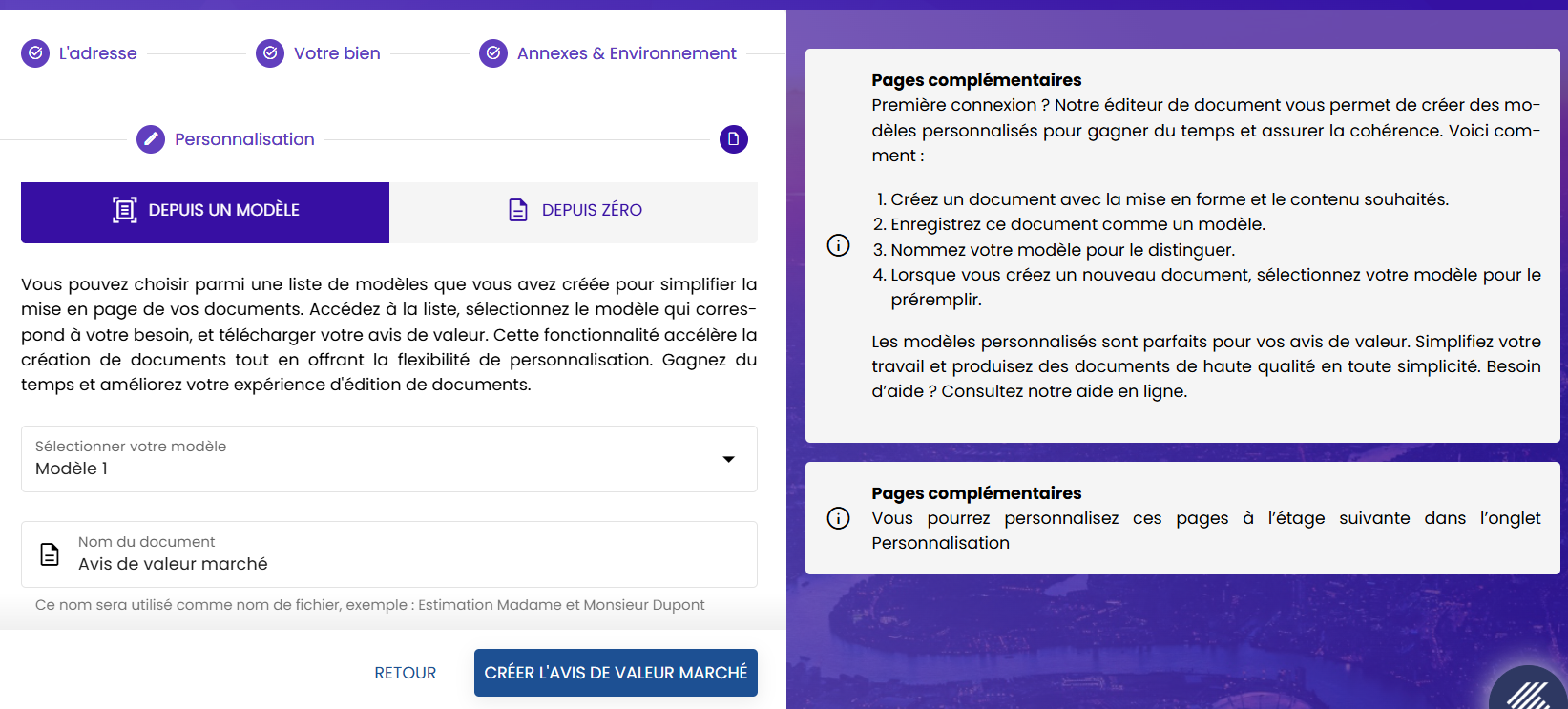 Configurer un modèle d'avis de valeur Modelo Insight (ex CityScan)